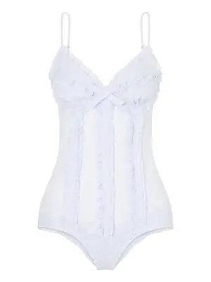 SHUSHU/TONG Pleated Sweetheart Bodysuit - Blue