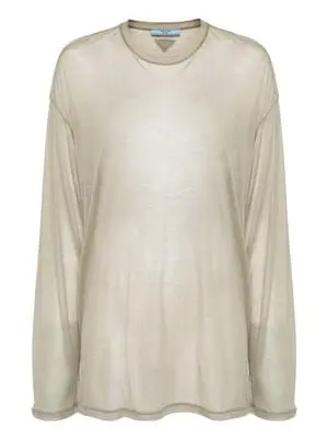 Prada Long-sleeved Crewneck T-shirt - Olive Green