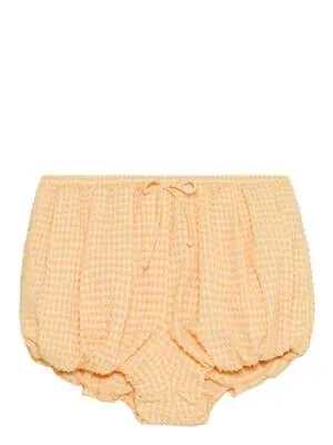 Simkhai Addie Bubble Shorts In Textured Gingham - Mango Ivory