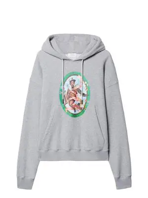 Off-White Fresco" Drawstring Hoodie - Gray