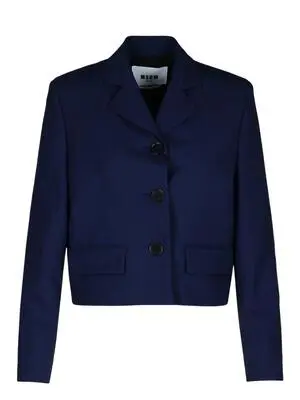 MSGM Buttoned Long-sleeve Cropped Blazer - Black
