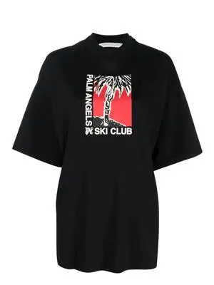 Palm Angels Graphic Printed Crewneck T-shirt - Black
