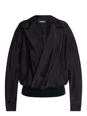Dsquared2 V-neck Top With Pleated Details - Black