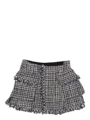 Sacai Asymmetric Tweed Wrap Mini Skirt - Off-white And Blue