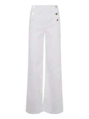 TWINSET Button Detail Wide Leg Pants - White