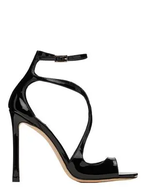 JIMMY CHOO Square Toe High Heel Sandals With Ankle Strap - Black