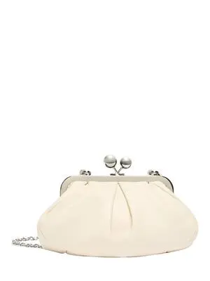 Max Mara Prati Pleated Clutch Bag With Chain Strap - Ivory