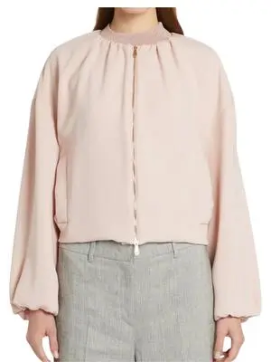 Marella Long Sleeve Jacket With Pleats And Zip Closure - Nude