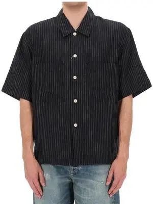 SUNFLOWER Pinstriped Short-sleeve Shirt - Black