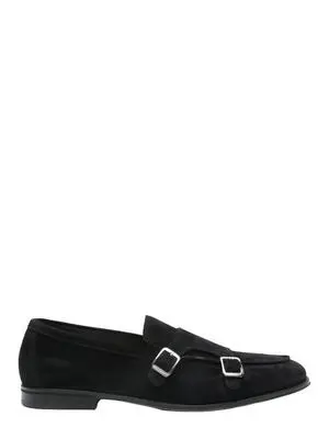 DOUCAL'S Suede Double Monk Strap Shoes - Black