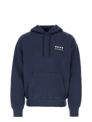 Givenchy Embroidered Logo Drawstring Hoodie - Blue