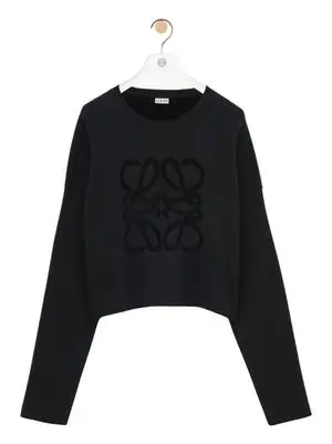Loewe Long Sleeve Sweater With Ribbed Collar - Black