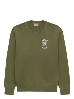 Kenzo Emblem Embroidered Crew Neck Jumper - Green