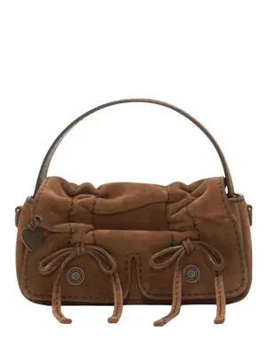 Acne Studios Acne Studios Suede Shoulder Bag With Bow Detail Brown