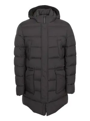Herno Quilted Zip-up Hooded Down Jacket - Black