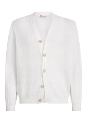 Brunello Cucinelli Brunello Cucinelli Textured Rib Cardigan White