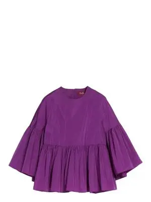 Max Mara Couture Taffeta Blouse With Ruffle Details - Purple