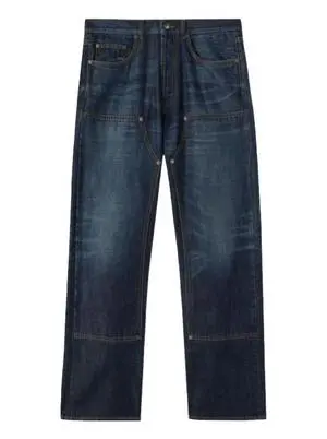 Palm Angels Monogram Embroidered High Waist Jeans - Black