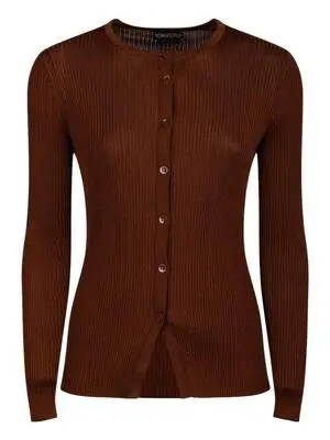 TOM FORD Ribbed Button-up Cardigan - Brown