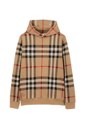 Burberry Checked Long Sleeve Hoodie - Brown