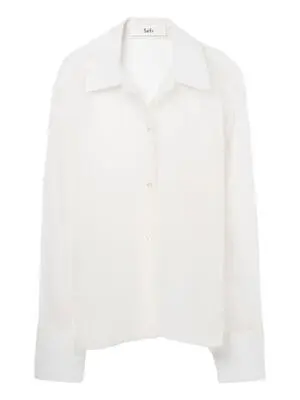 Séfr Long Sleeve Shirt With Lapel Collar - White