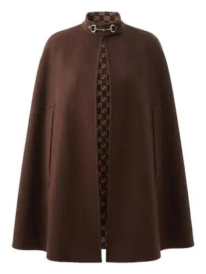 Gucci Silk Wool Cape With Horsebit Detailing - Brown
