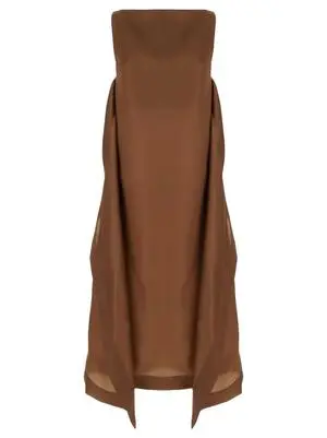 Alberta Ferretti Strapless Layered Sheer Dress - Brown