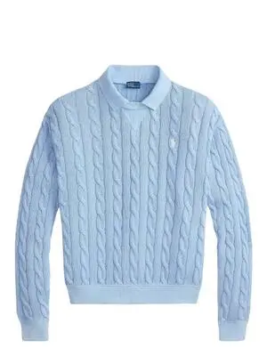 Polo Ralph Lauren Cable Knit Polo Sweater - Blue