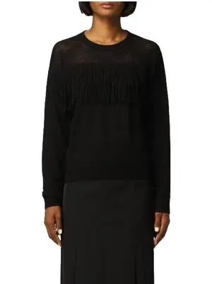 Pinko Fringed Knitted Jumper - Black