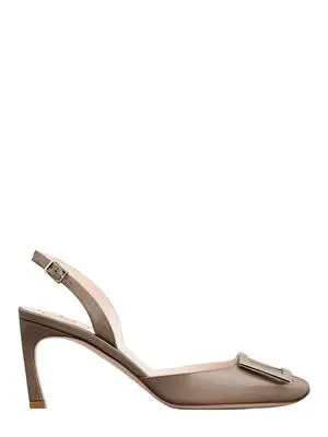 ROGER VIVIER Trompette Buckle Slingback Pumps - Beige