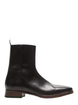 Acne Studios Square-toe Leather Ankle Boots With Distressed Sole - Black