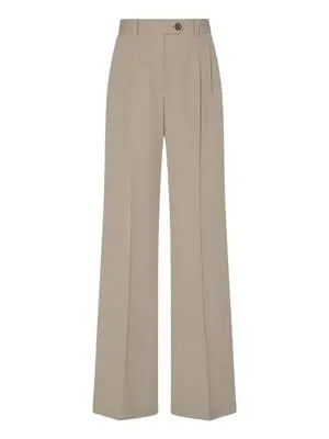 THE ROW Virgil Wool Gabardine Trousers - Stone Color