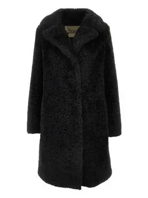 Herno Long Sleeve Lapel Collar Coat - Black