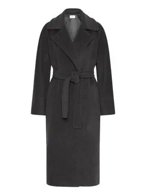 Marella Double-breasted Beaver Cloth Coat - Melange Grey
