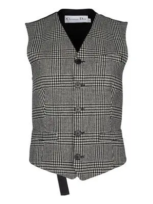 Dior Plaid V-neck Gilet - Black