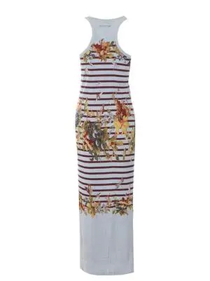 JEAN PAUL GAULTIER Striped Floral Knit Maxi Dress - No