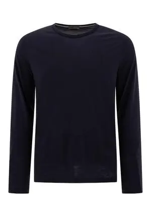 Herno Herno Long-Sleeved Crewneck Knitted T-Shirt Blue