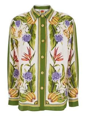 Farm Rio Botanical Print Button-up Shirt - Green