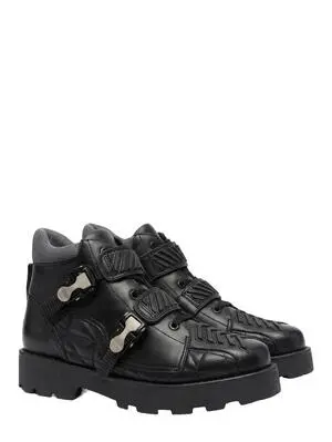 Gucci Buckled Leather Ankle Boots - Black