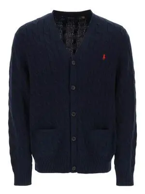 Polo Ralph Lauren V-neck Long-sleeved Cardigan With Embroidered Pony - Black