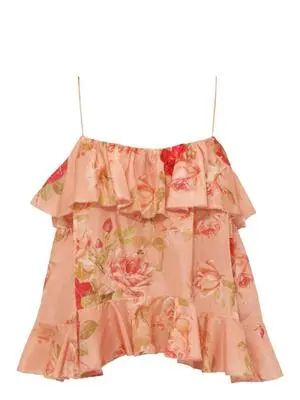 Zimmermann Roselight Frill Cami Top - Multicolor
