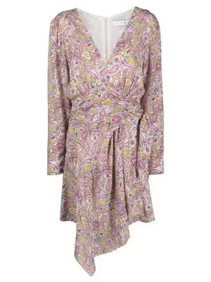 IRO PARIS Graphic Print V-neck Wrap Mini Dress - Multicolor
