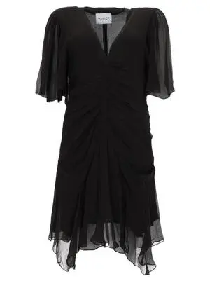 Isabel Marant Étoile Short Sleeve V-neck Dress - Black