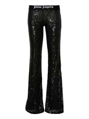 Palm Angels Sequin Logo Tape Trousers - Black