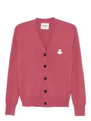 Isabel Marant Étoile Karina V-neck Cardigan With Embroidered Logo - Red