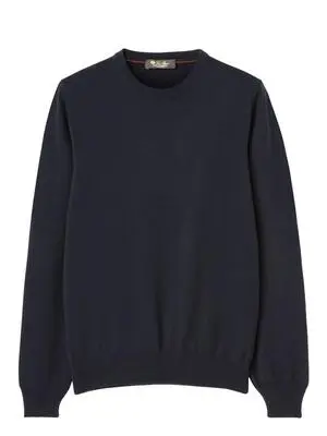 Loro Piana Cashmere Pullover With Ribbed Detailing - Navy Blue