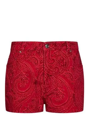 Etro Paisley Print Tailored Shorts - Red