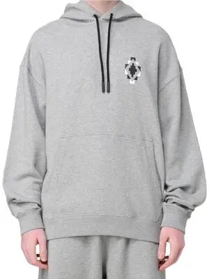 MARCELO BURLON COUNTY OF MILAN Logo Printed Drawstring Hoodie - Grey