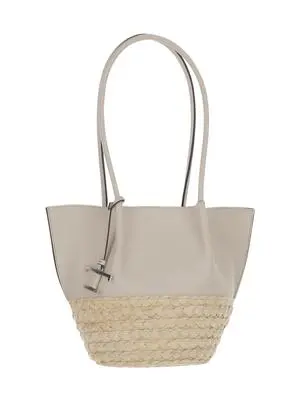 TOD'S Raffia Shopping Bag - Nude