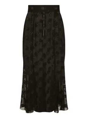 Dolce & Gabbana Logo-embroidered Midi Skirt - Black